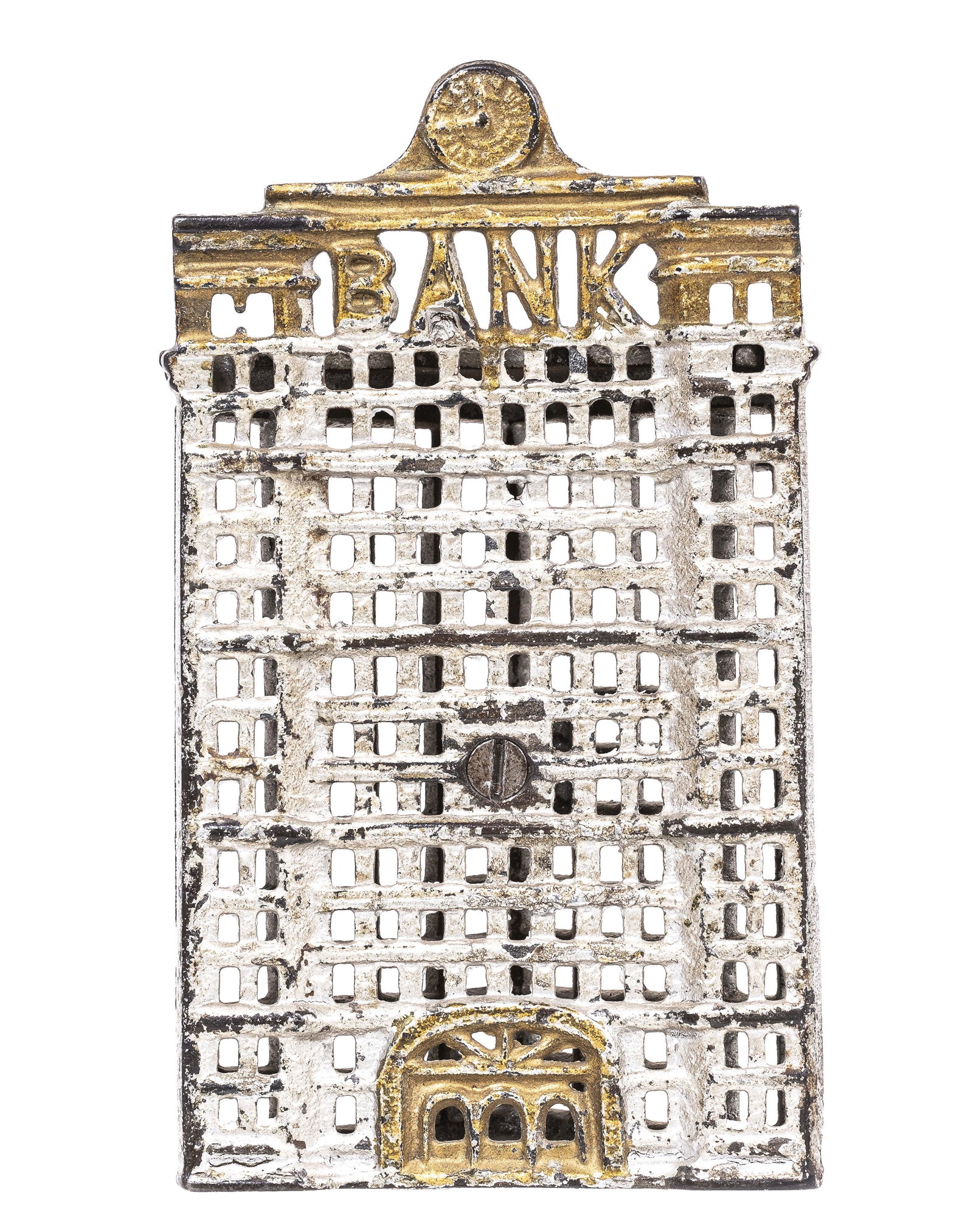 Triangular Building Cast Iron Bank