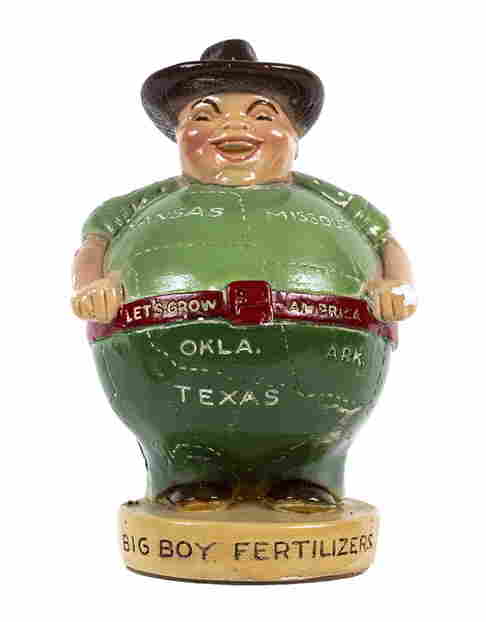 Rotund Man Wearing Green Clothes - Advertising Bank Auction