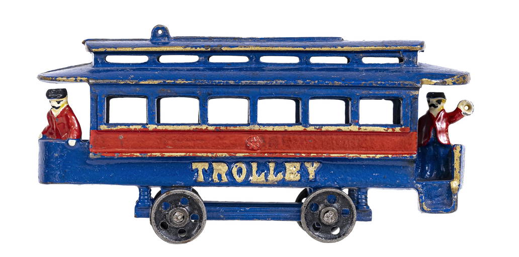 Trolley With Conductors Cast Iron Toy