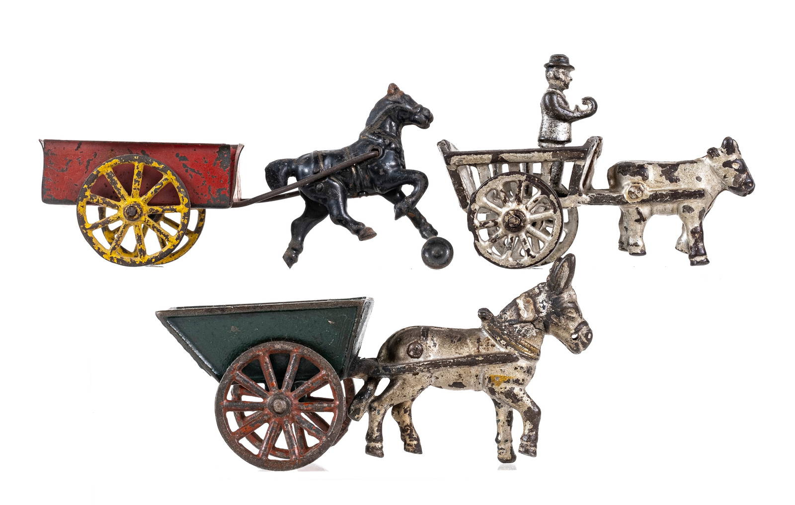 3 Animal Drawn Carts - Cast Iron Toys Auction