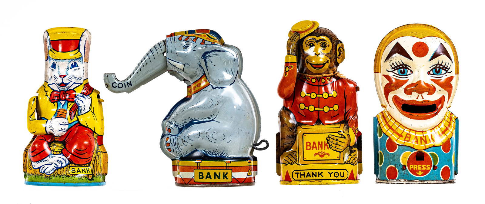 Complete Set Of Four Tin Banks Auction