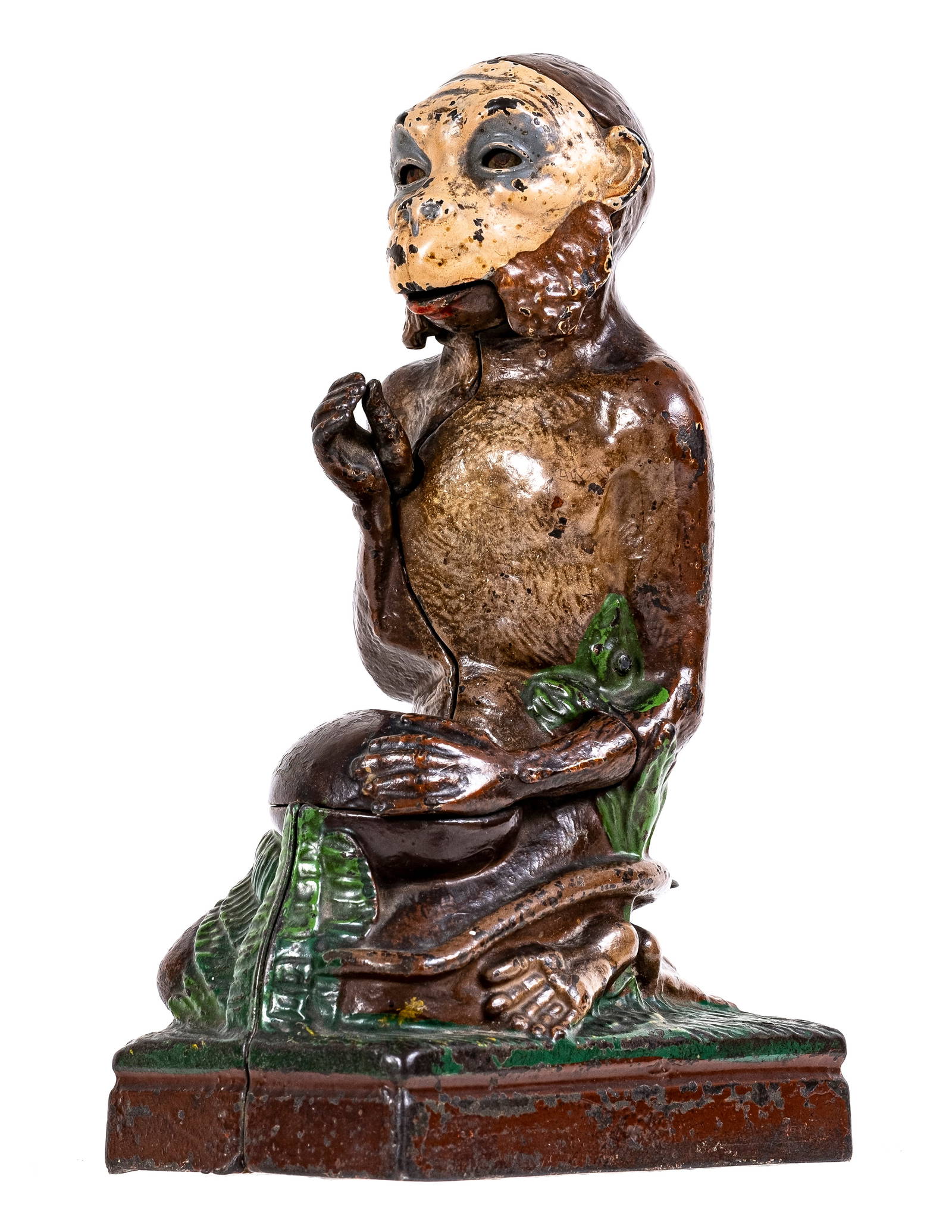Monkey And Coconut - Cast Iron Mechanical Bank Auction