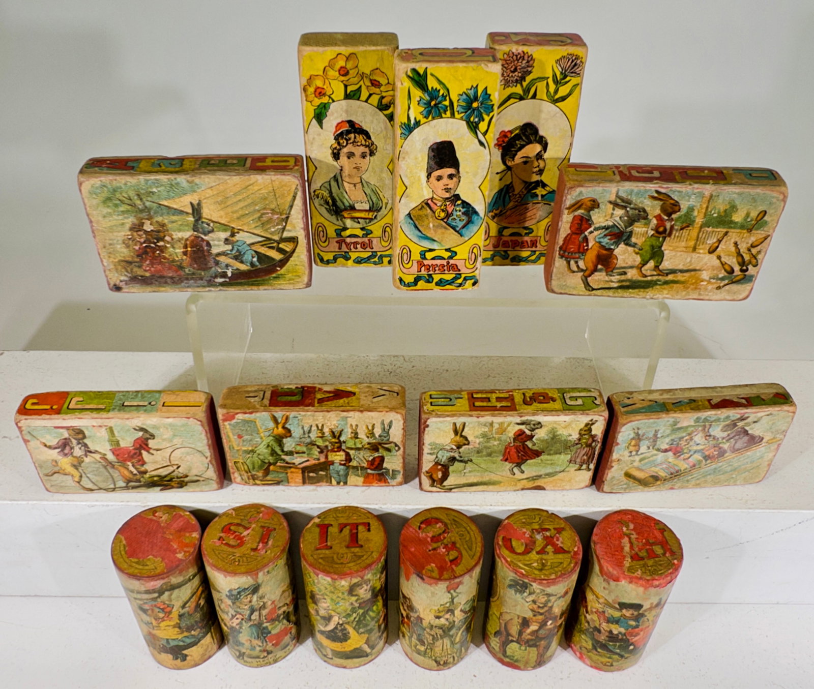 Assorted Paper On Wood - Abc Puzzle Blocks Auction