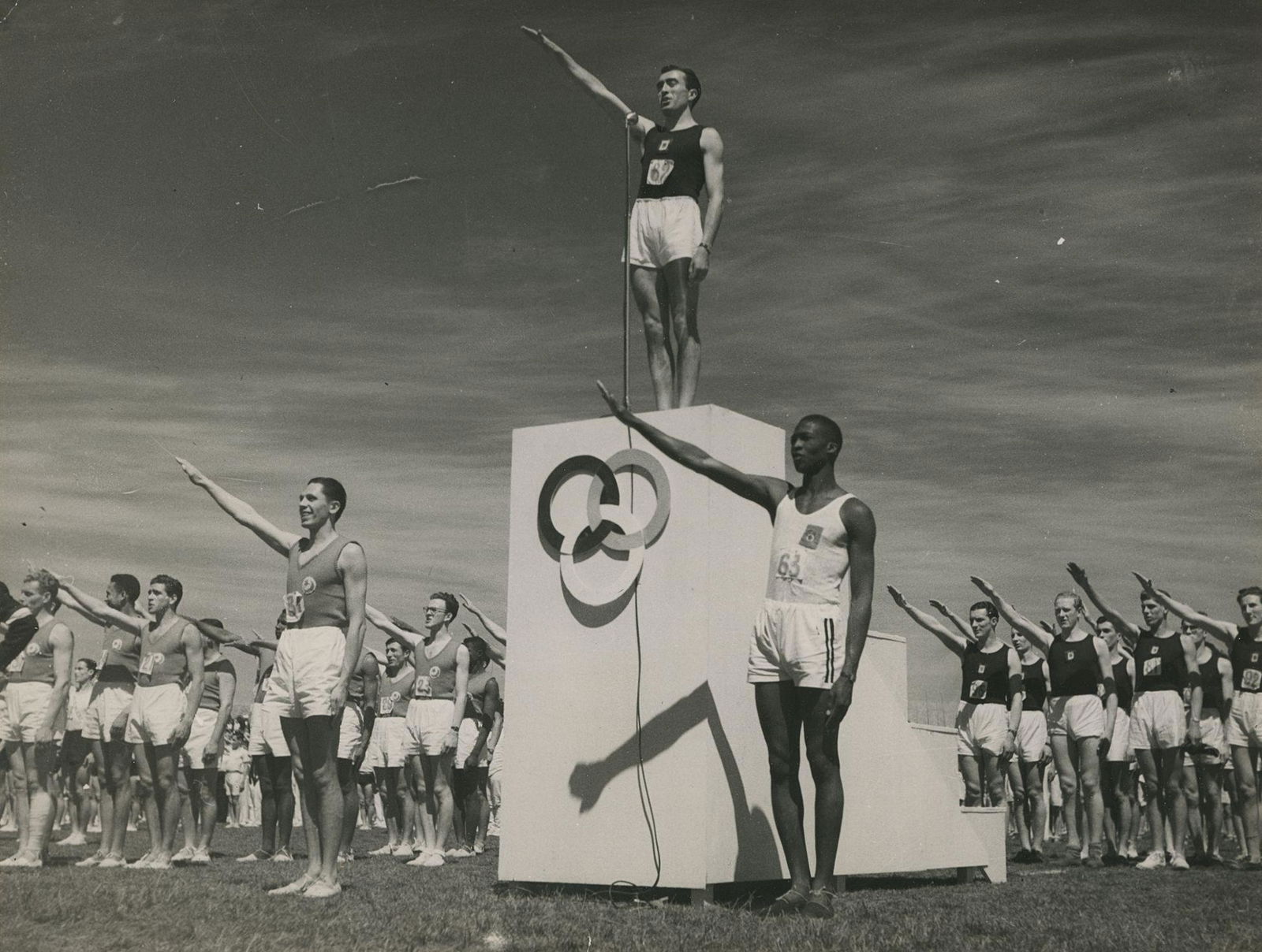 Jesse Owens At The Podium, 1936 Olympic Games.