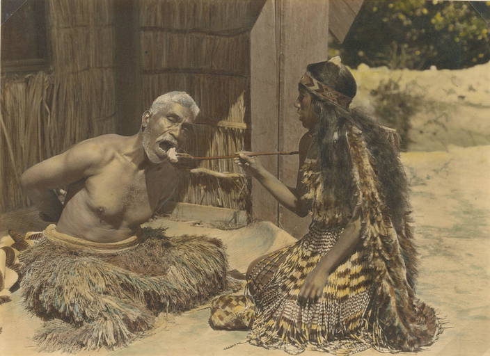 New Zealand. Feeding The Tohunga, Rotorua, North Island, Nz. C1920