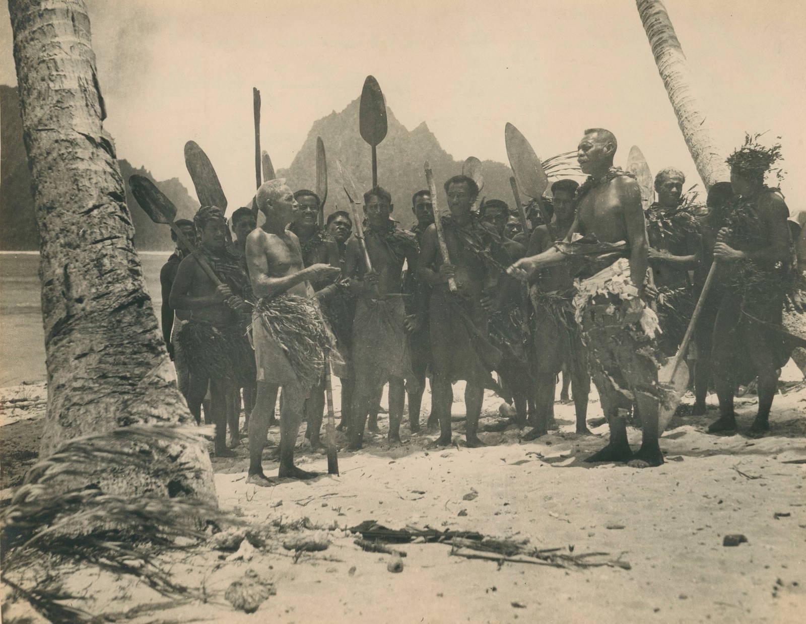 Samoa. Chief Of American Samoa Holding A Meeting With His Men. C1925 ...