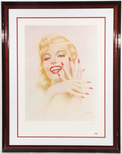 1291: Alberto Vargas Signed Framed Marilyn Litho PSA