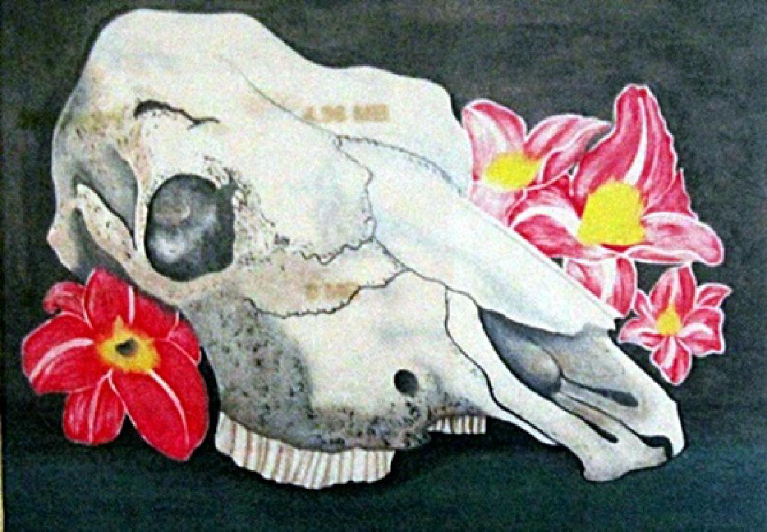Georgia Okeeffe - Skull with Flowers