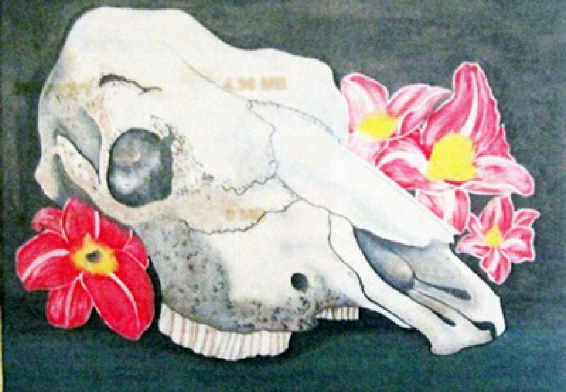 Georgia Okeeffe - Skull with Flowers