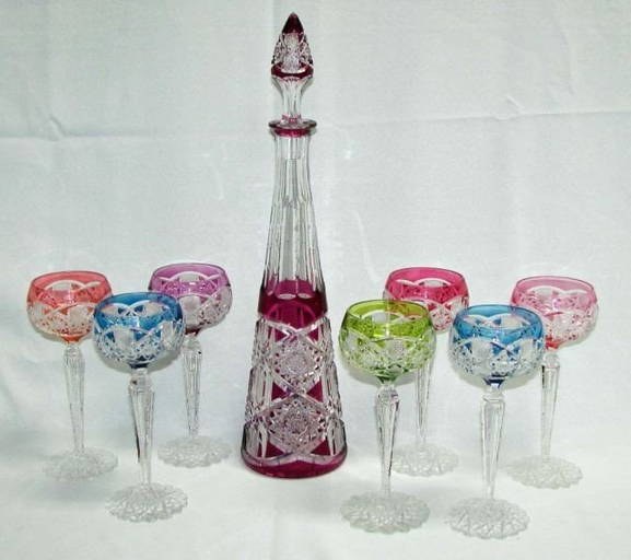 Eight Piece Val St. Lambert Crystal Saarbrucken Pattern