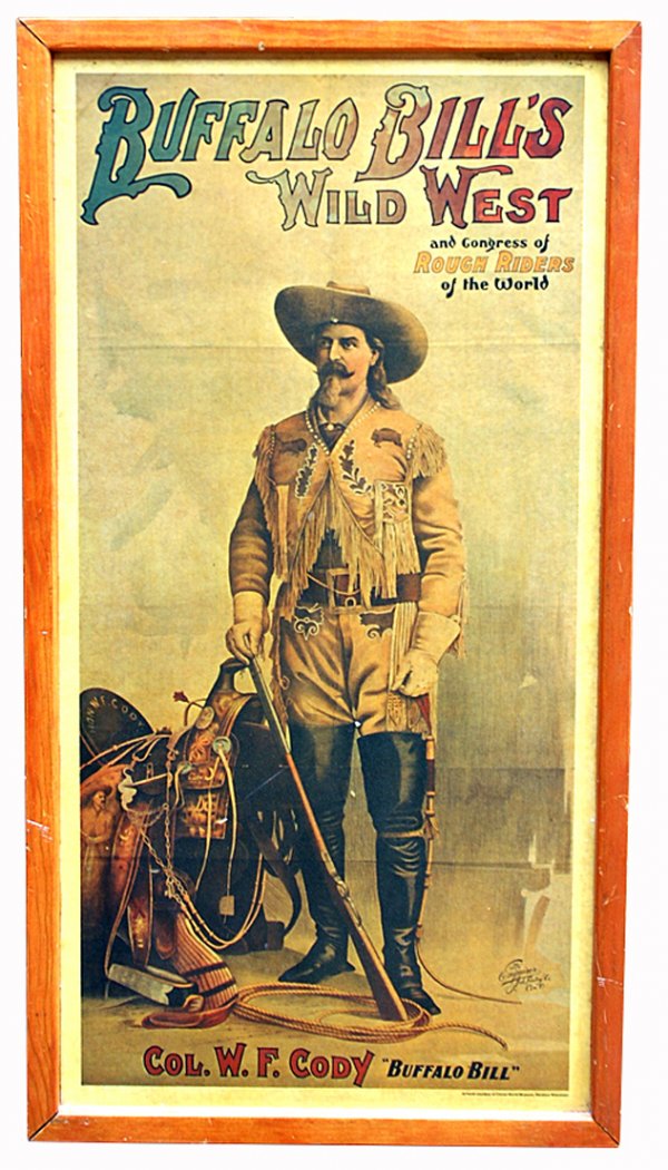 Buffalo Bill Wild West Show Poster, 13" X 25", Vg