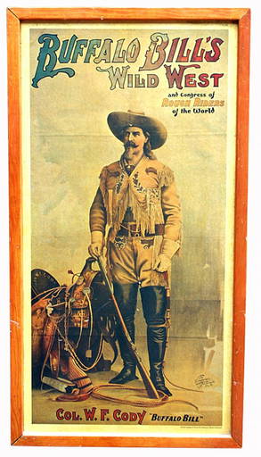 Buffalo Bill Wild West Show Poster, 13" X 25", Vg