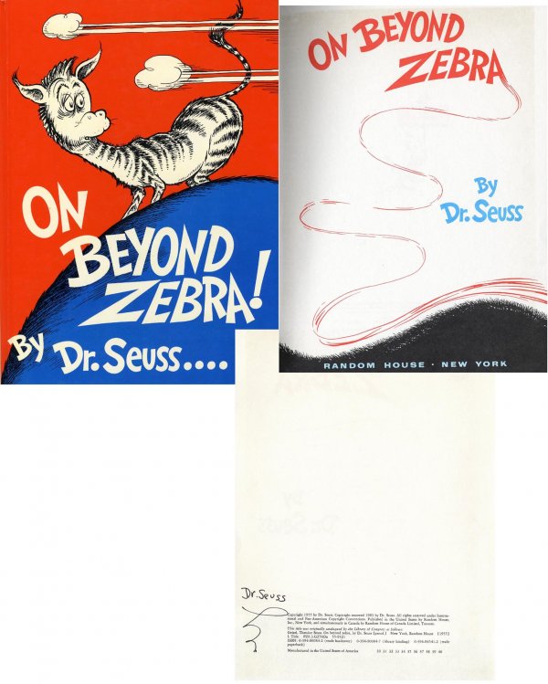Dr. Seuss Signed On Beyond Zebra 1955 Signature