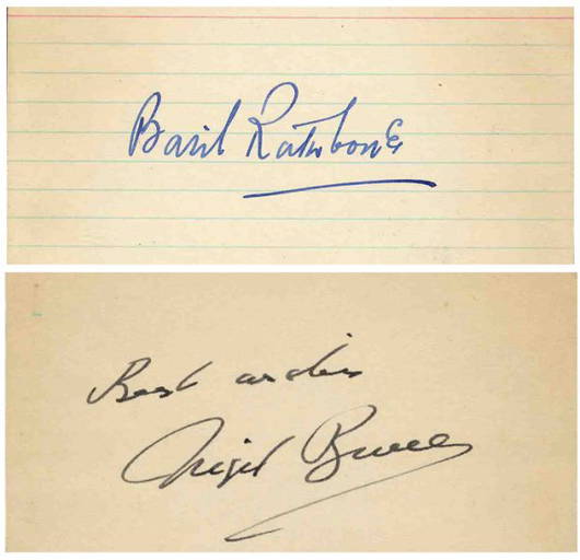 Basil Rathbone Nigel Bruce Autograph Sherlock Holmes