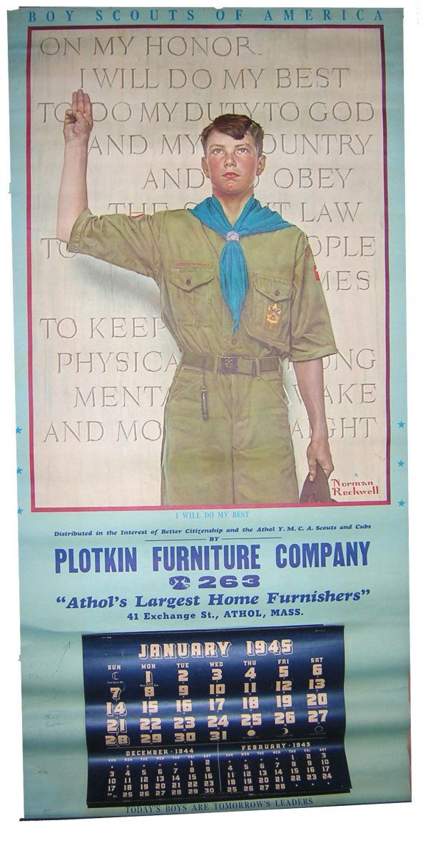 Boy Scout Calender Norman Rockwell Best 1945 America
