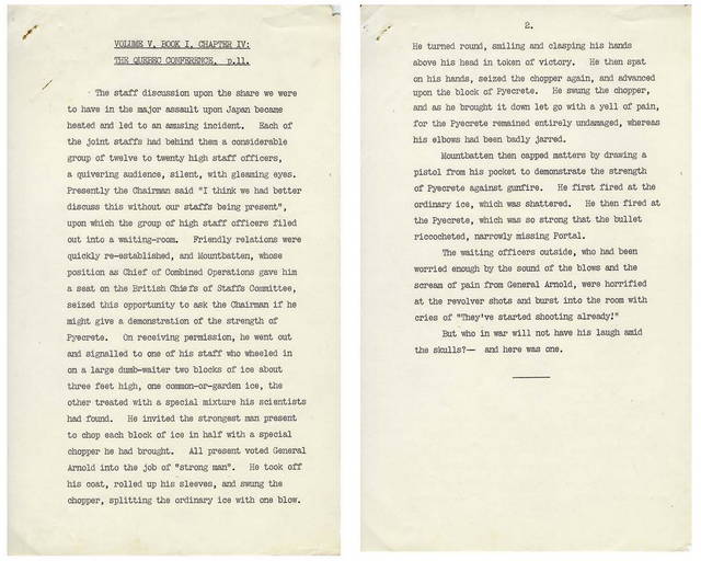 Unpublished Draft From Winston Churchill's Memoir,