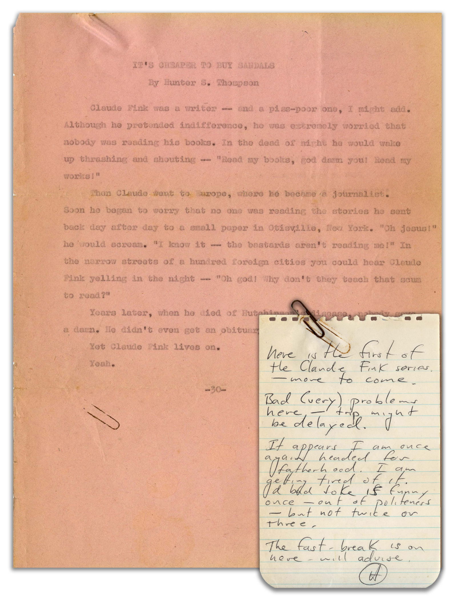 Hunter S. Thompson Autograph Letter Signed Auction