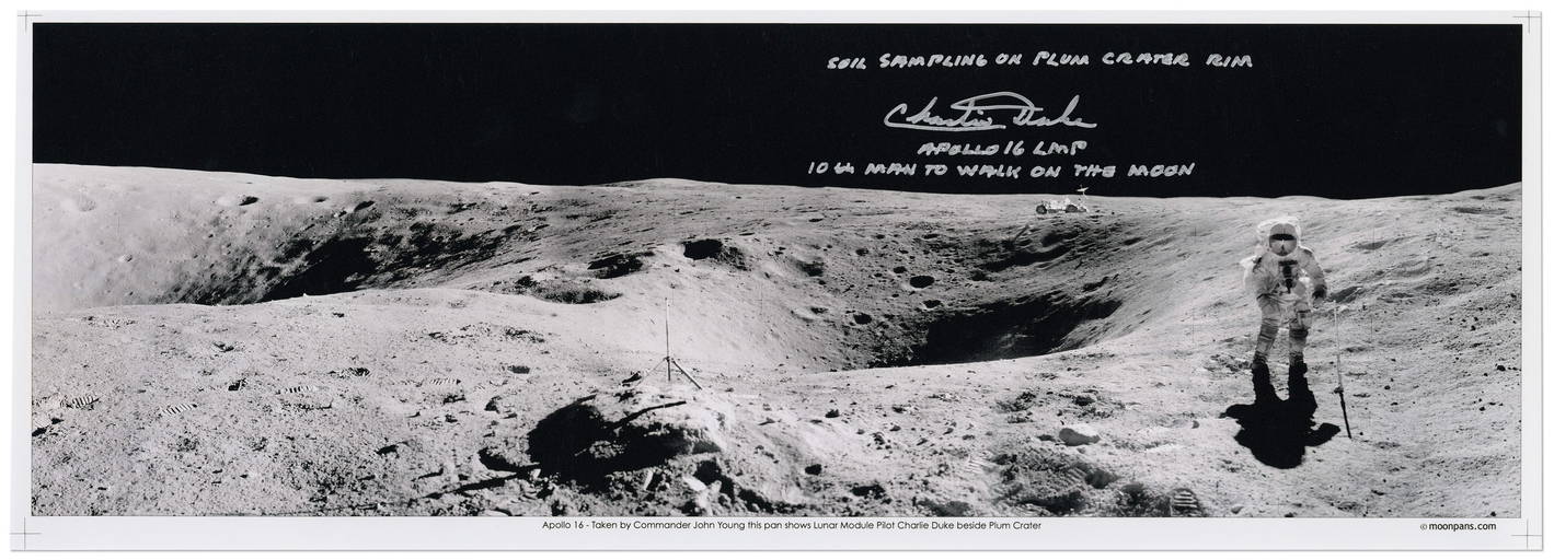 Charlie Duke Signed Apollo 16 Panoramic Photo