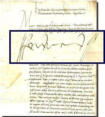 600: Ferdinand I Signed Folio Document Dated Signature