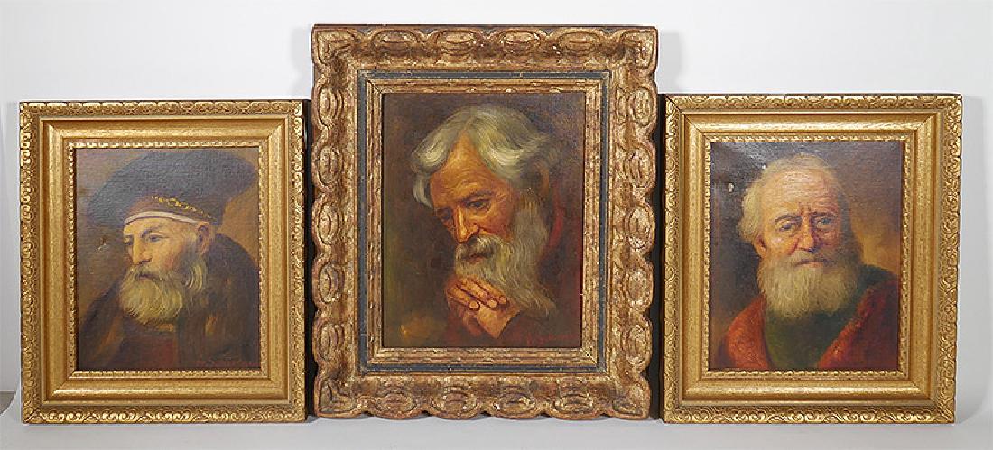 3 Antique Portraits Of Old Men By Fr. Schoorman