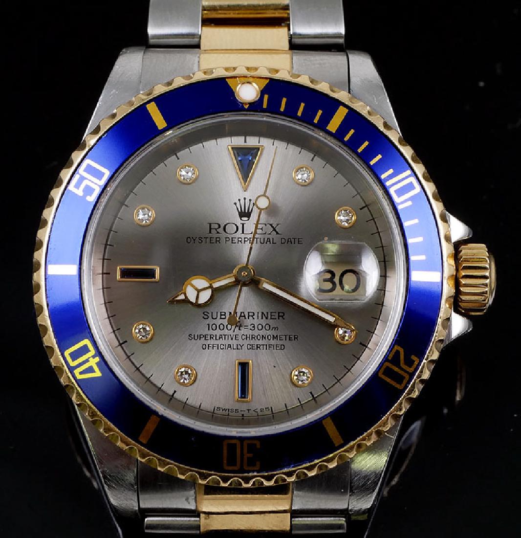 18K & Stainless Rolex Submariner Serti Diamond Dial
