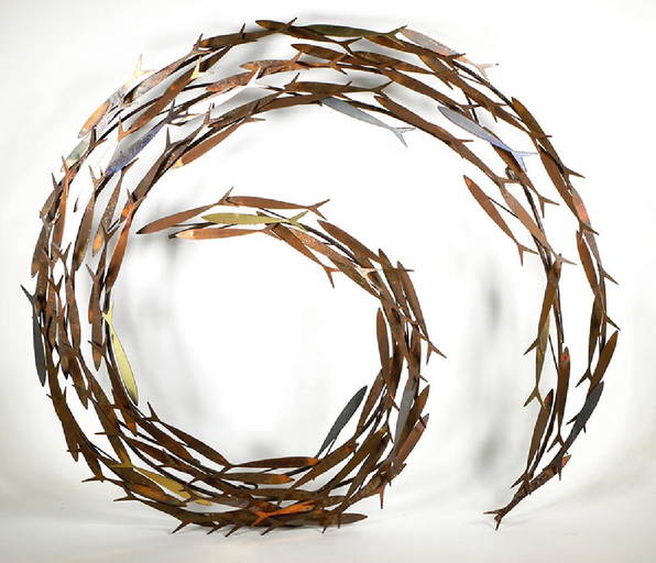 Curtis Jere School Of Fish Metal Wall Sculpture