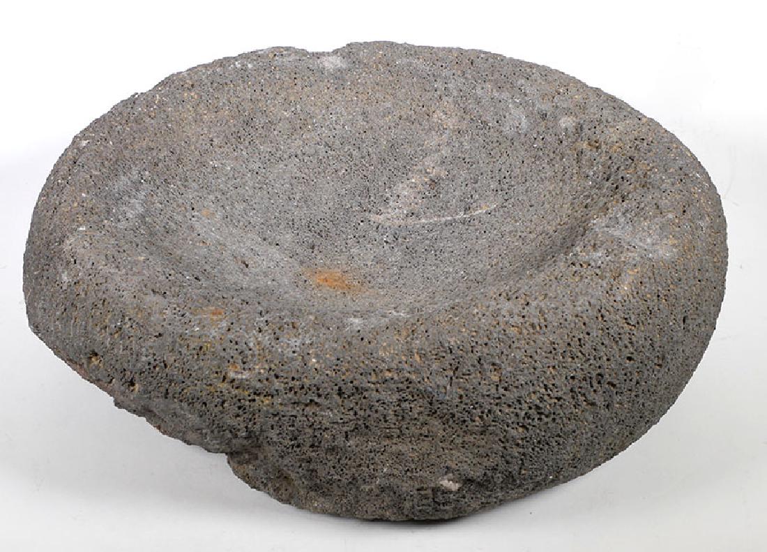 Old Hawaiian Lava Rock Poi Pounder Bowl Mortar