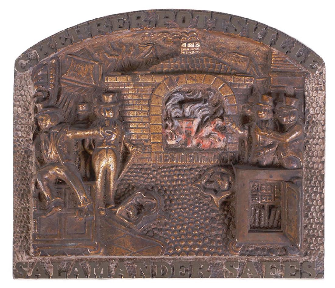 19C Salamander Safe Brass Plaque Advertising