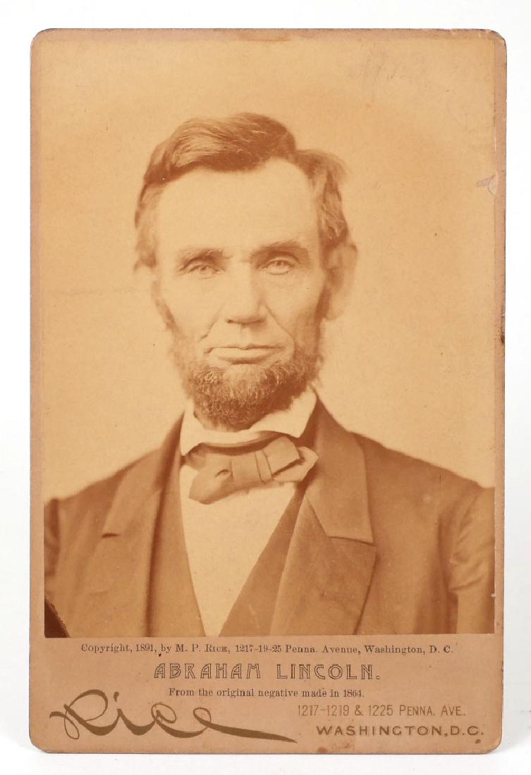 Rare Cabinet Card of Abraham Lincoln by MP Rice