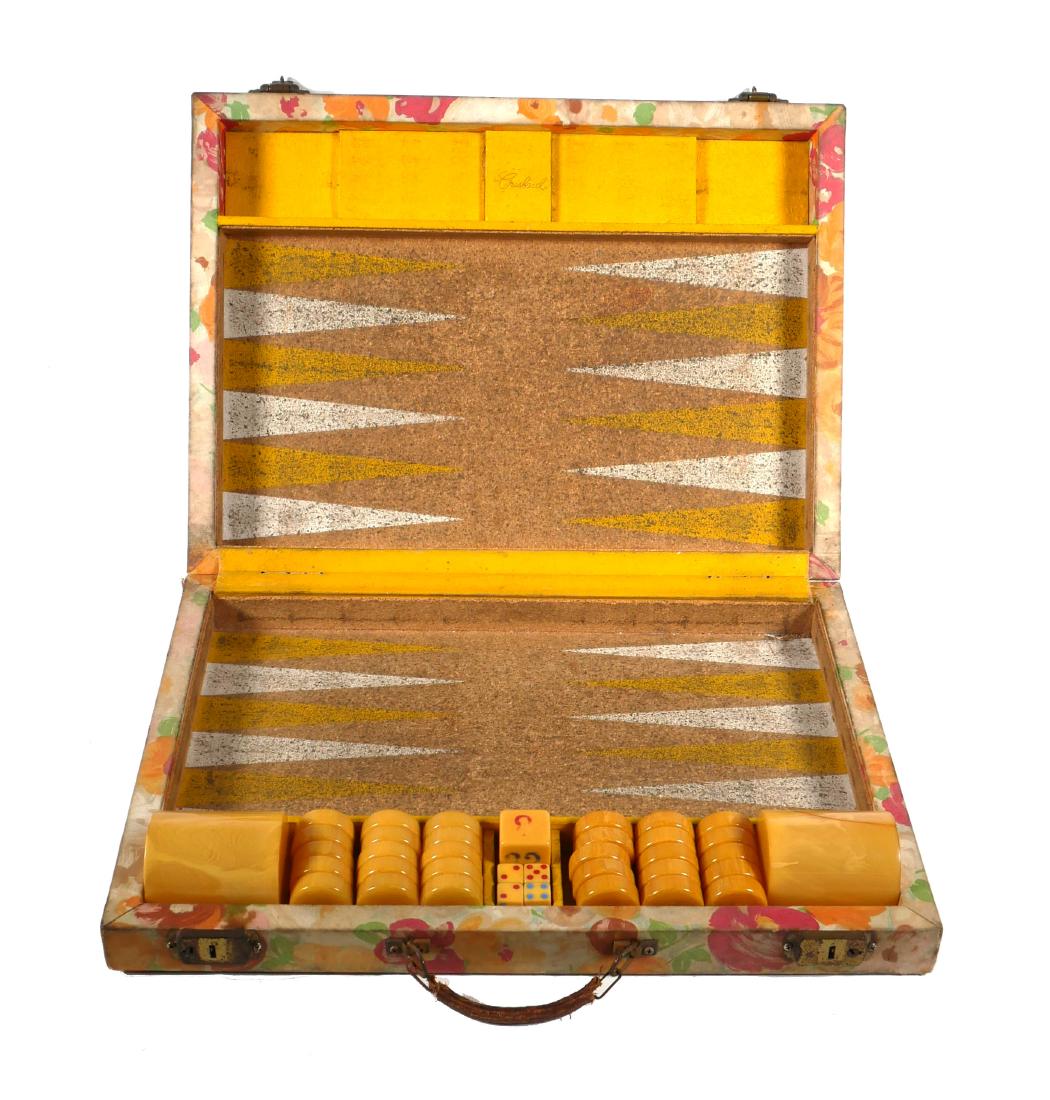 MCM Bakelite Attache Backgammon Set by Crisloid