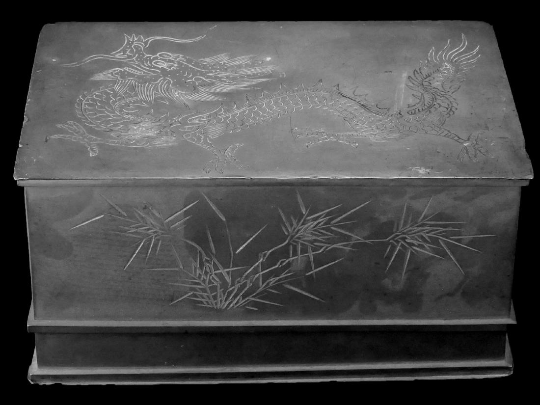 Antique Chinese Pewter Dragon Box