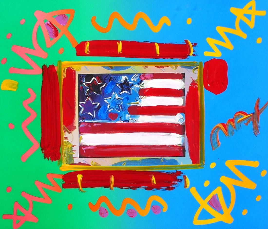 PETER MAX, Mixed Media American Flag