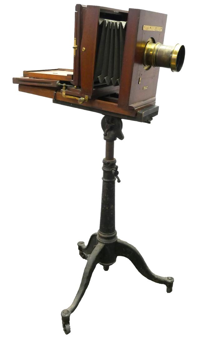 CAMERA Antique Wood Bellows Box View