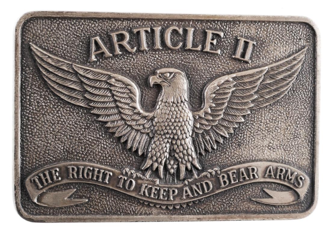 Sterling Silver SECOND AMENDMENT Belt Buckle