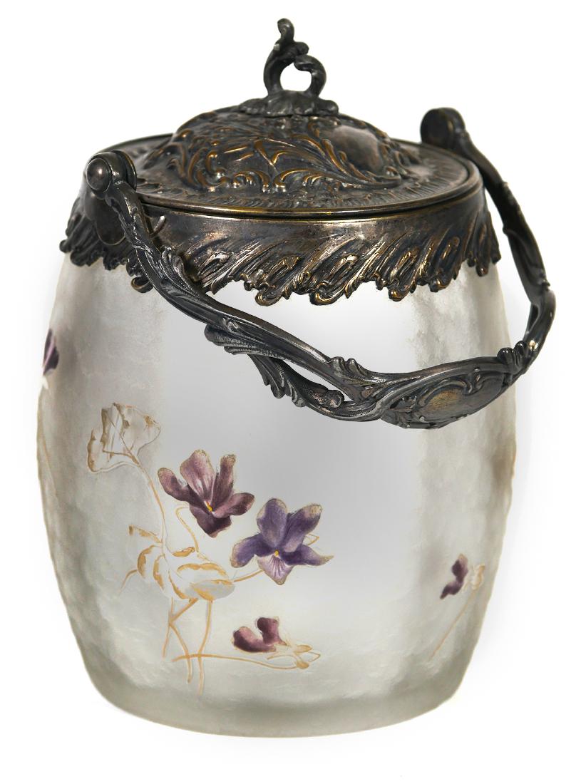 French Cameo Art Glass Cracker Jar