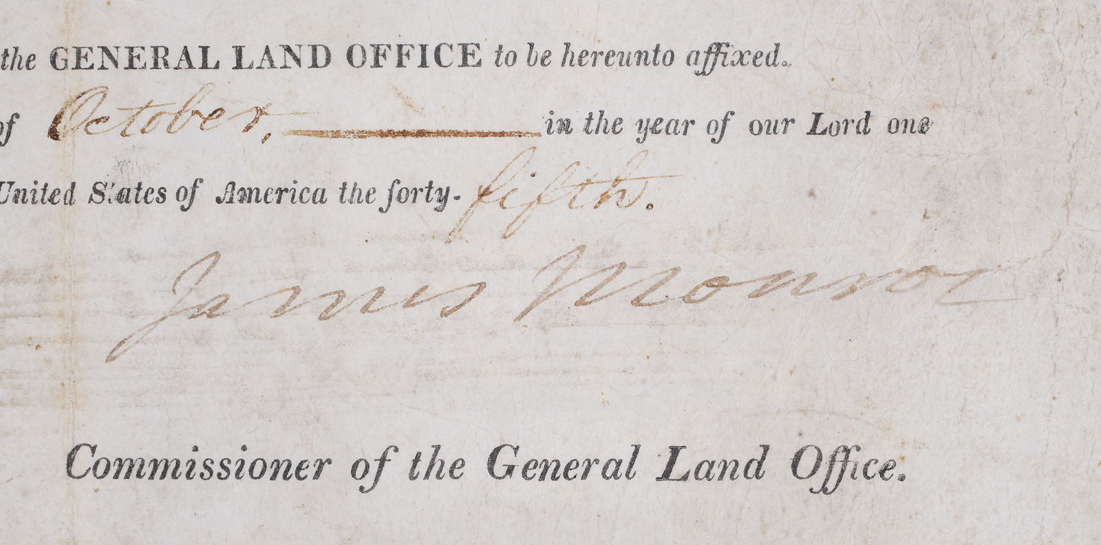James Monroe, Document Signed As President