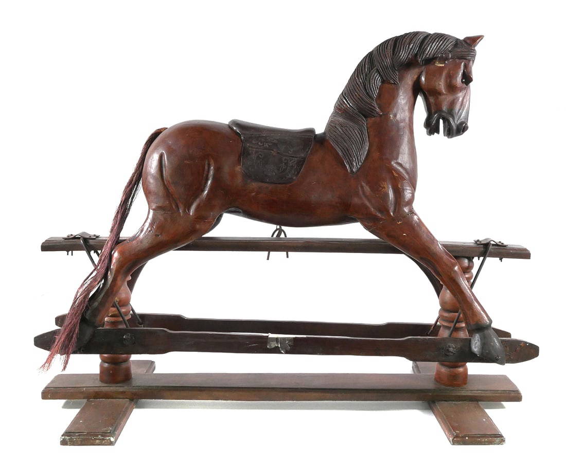 Victorian Carved Wood Rocking Horse Glider Auction