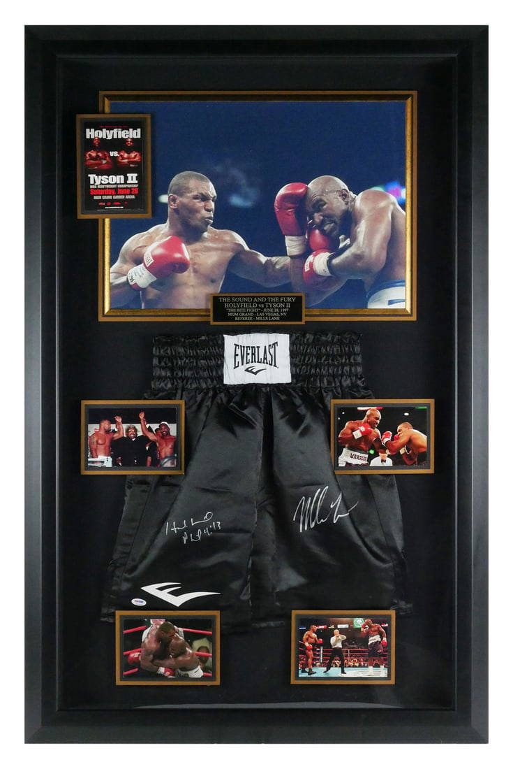 Tyson Vs. Holyfield Signed Trunks Display Auction