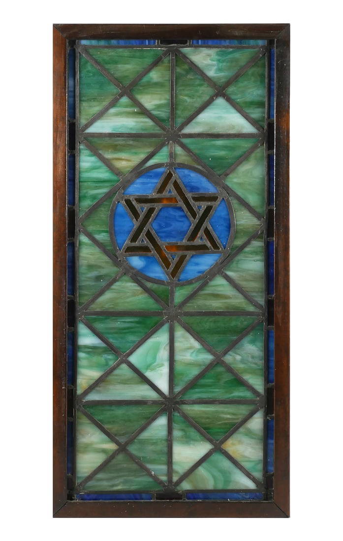 Vintage Stained Glass Star Of David Light Auction