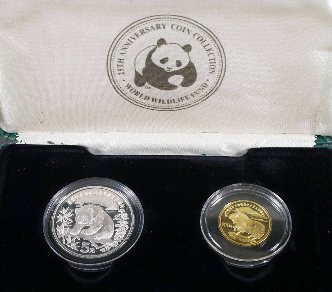 China Gold & Silver Coins, 1986 Proof Set, Wwf Auction