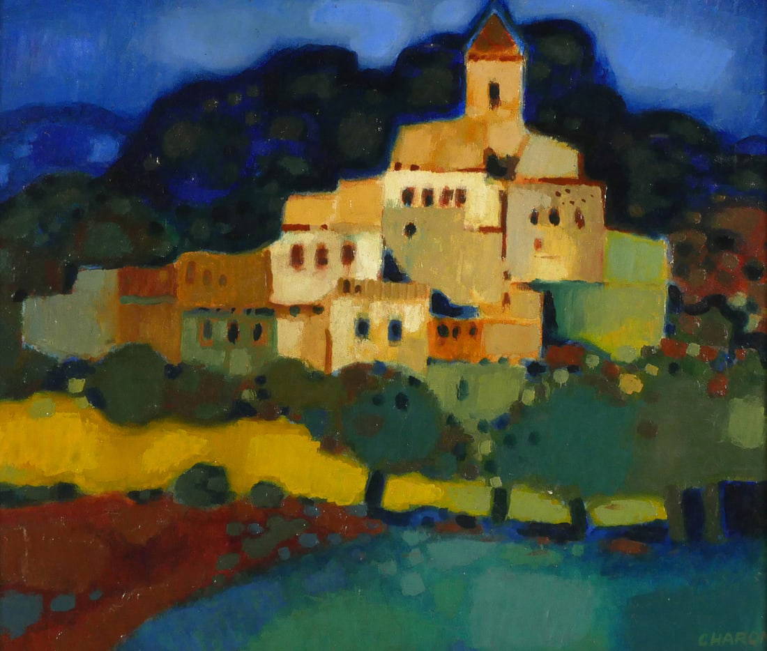 Charon French Village Painting Auction