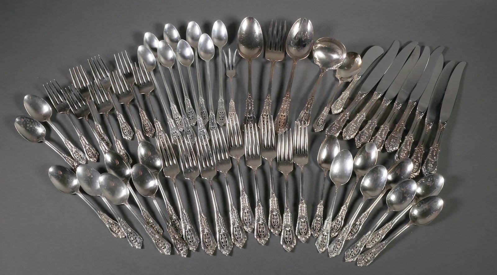 Wallace Rose Point Sterling Silver Flatware Auction