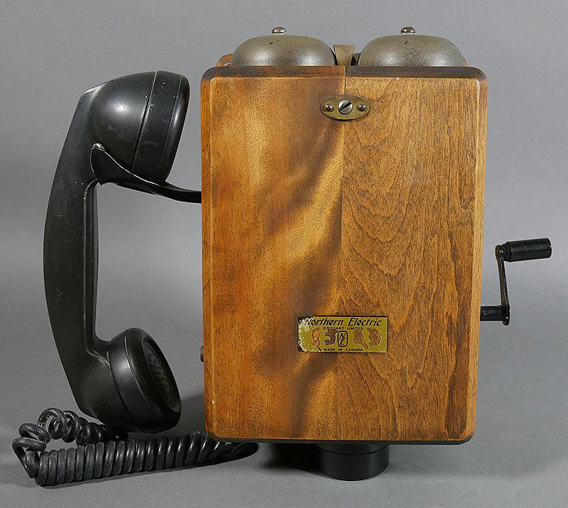 Antique Oak Crank Telephone
