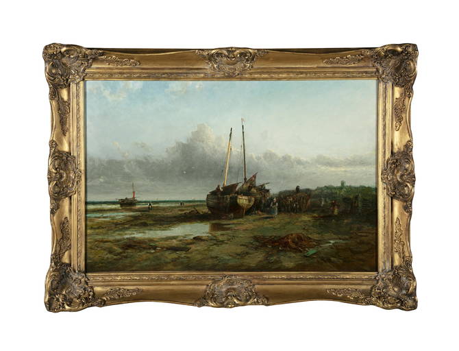 George Gregory (1849 1938) Beached Fishing Boats, Evening Oil On Canvas ...