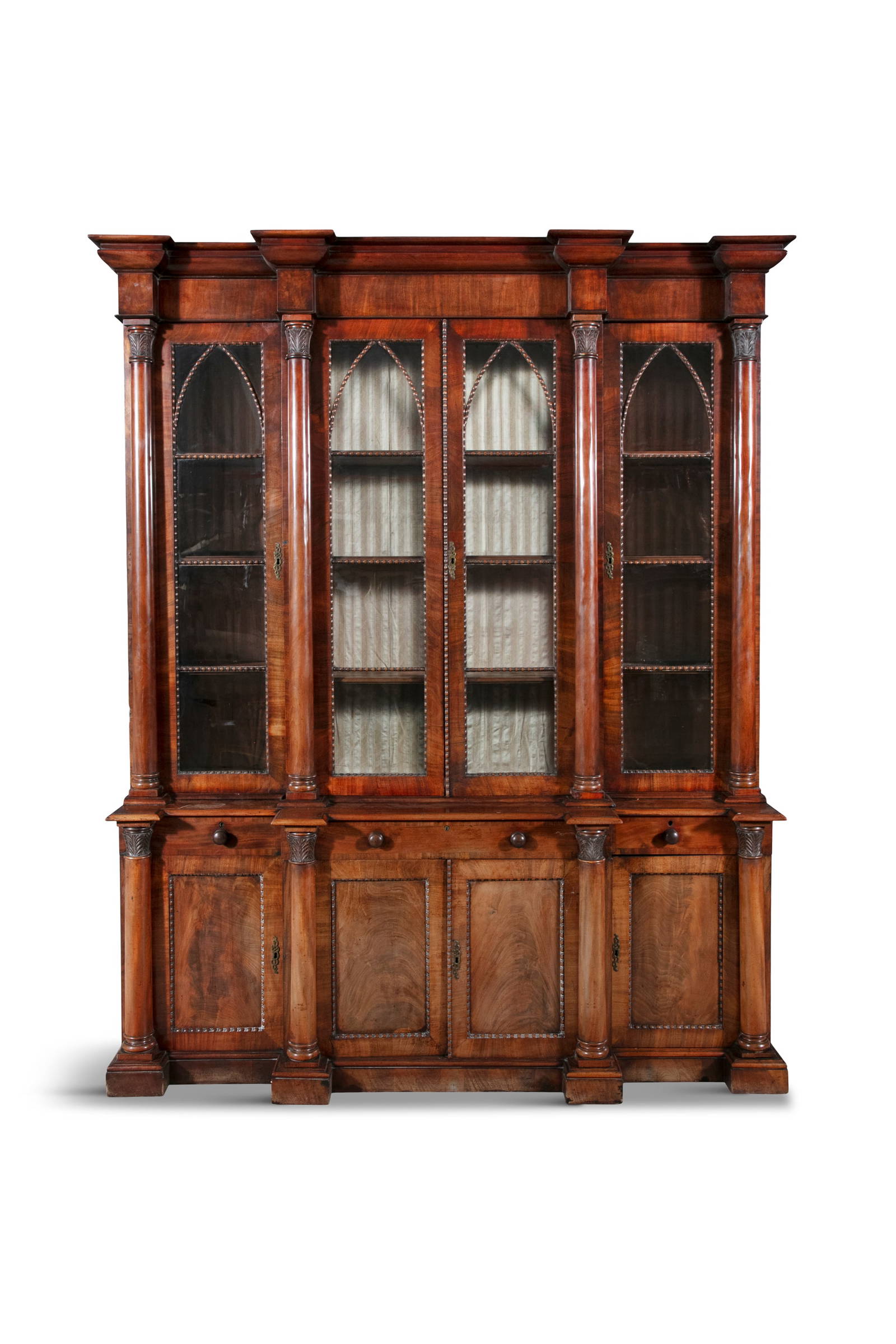 An Irish William Iv Mahogany Breakfront Bookcase, By Williams And ...