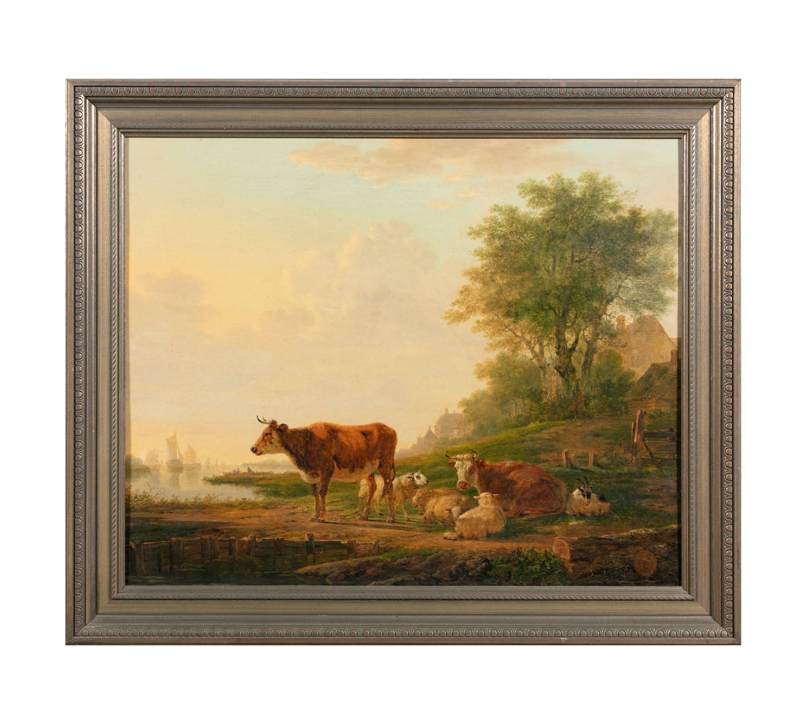 Jacob Van Stry (1756-1815) Cattle, Sheep And Goats In Landscape Oil On ...