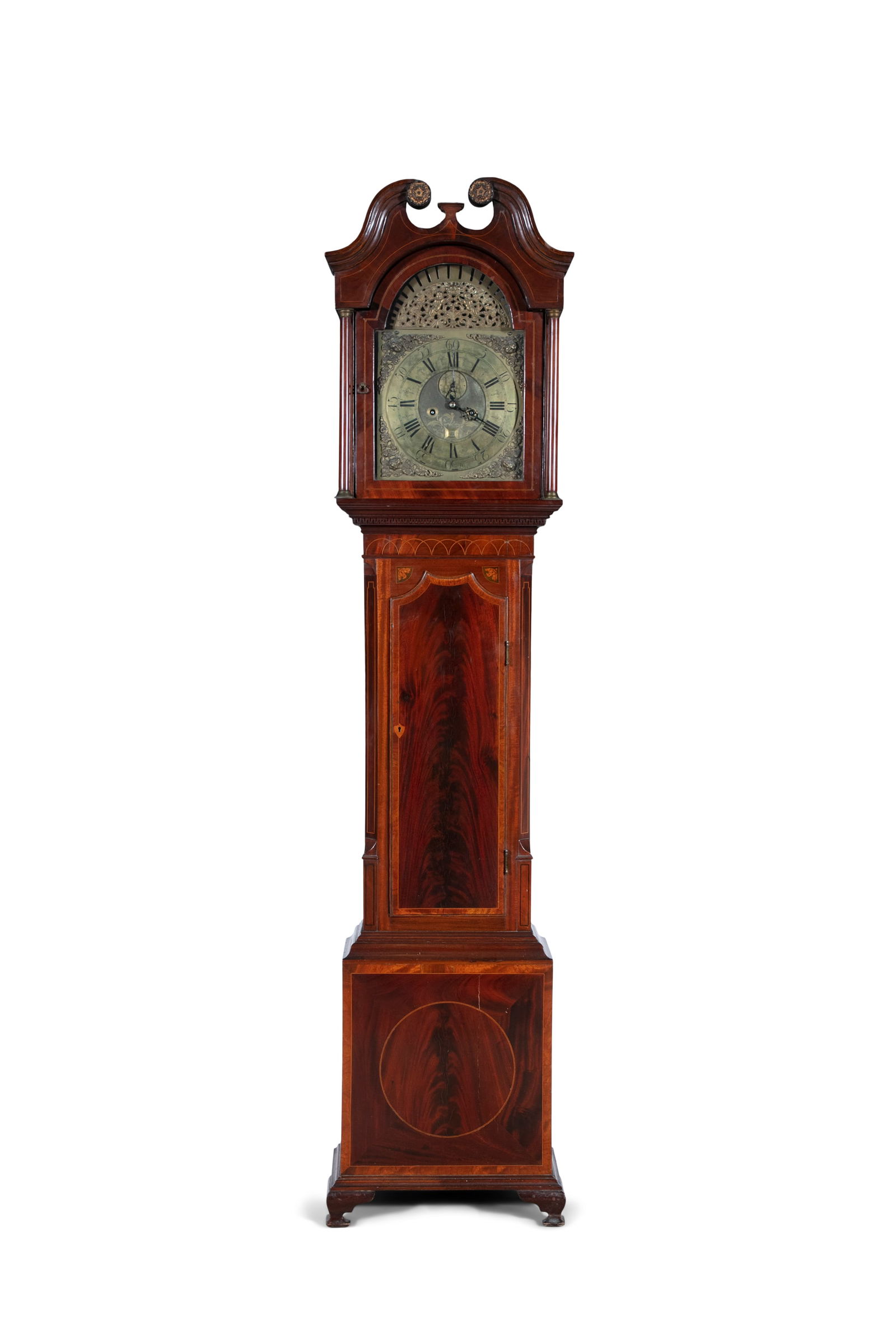 A George Iii Inlaid Mahogany Longcase Clock, C.1760 The Hood With Swan ...