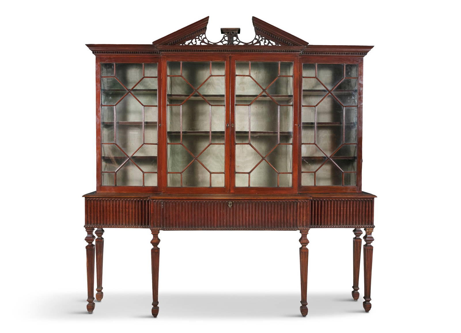 An Irish George Iii Four Door Breakfront Bookcase, Surmounted With ...