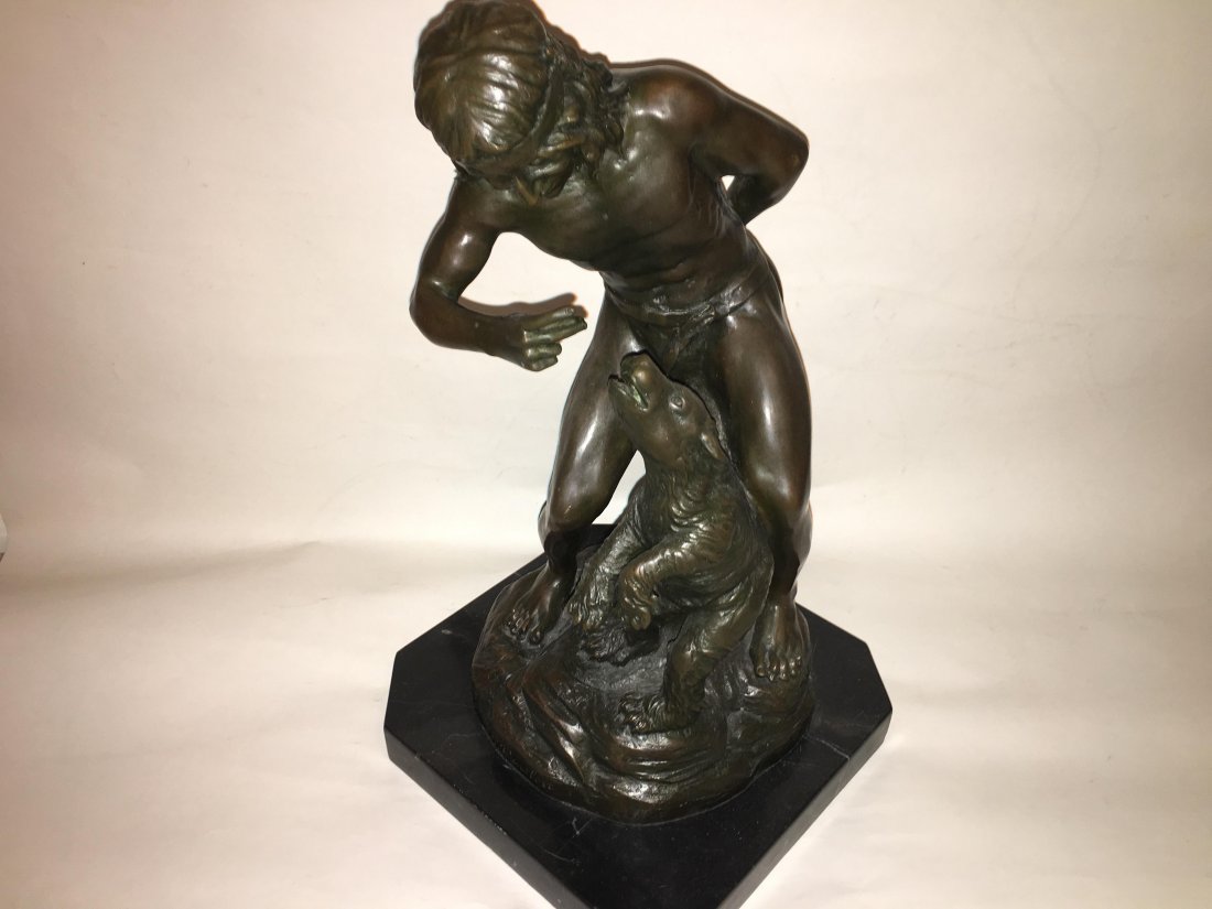 After Paul Bartlett Bronze Sculpture Of Bear Tamer