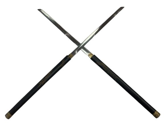 Japanese Samurai Interlocking Double Swords Auction